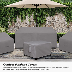 Easy-Going Square Patio Ottoman Cover, Waterproof Outdoor Ottoman Cover, Fade Resistant Patio Side Table Cover, Durable Outdoor Furniture Covers with Sealed Seam (28"x28"x17", Grey)