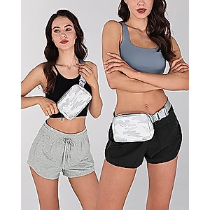 ODODOS Unisex Mini Belt Bag with Adjustable Strap, Pattern Small Fanny Pack for Workout Running Traveling Hiking, White Camo