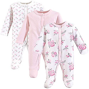 Hudson Baby Unisex Baby Cotton Sleep and Play Basic Pink Floral, Preemie