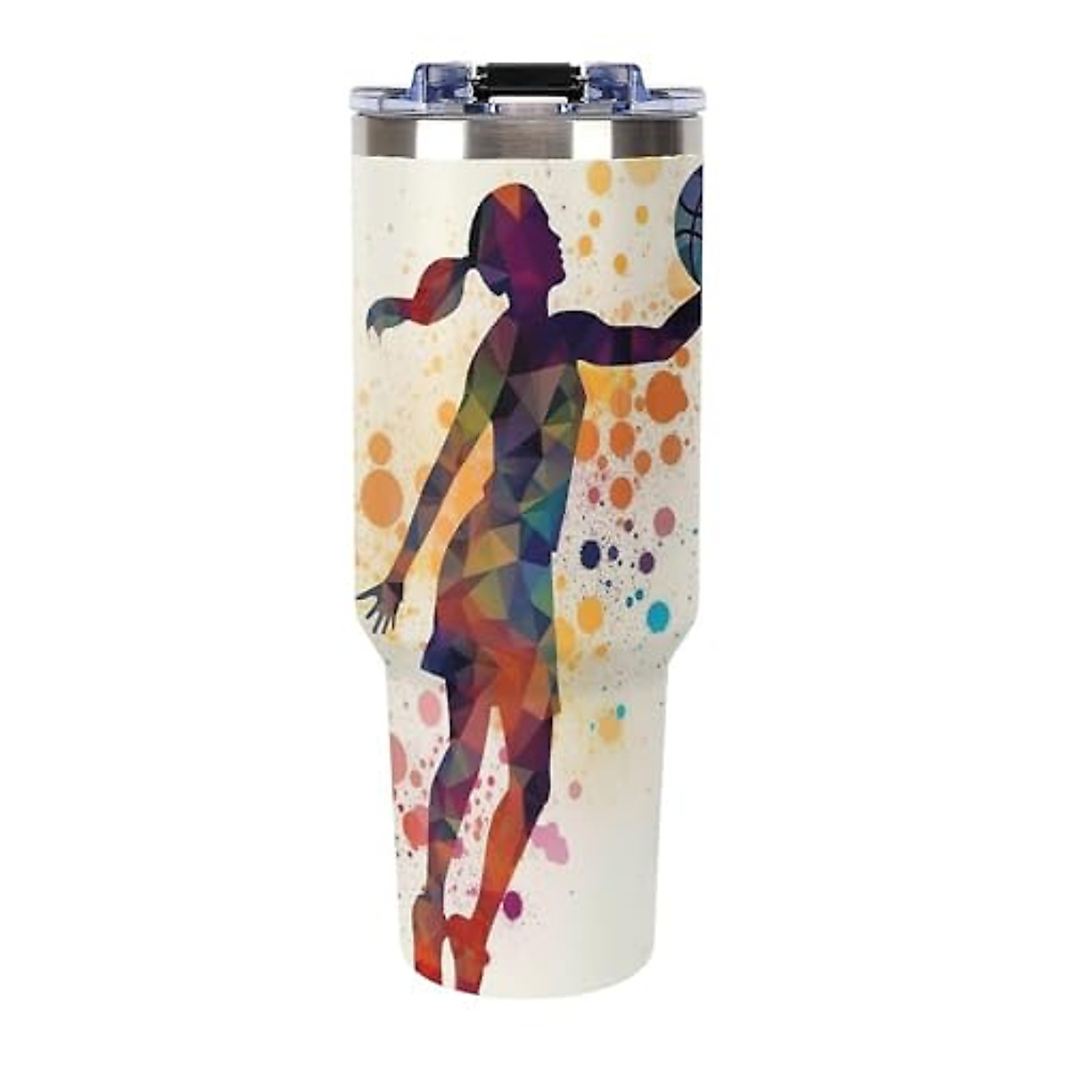 QWJKM Basketball Pattern Travel Tumbler 40 Oz Leak-Proof Large Capacity With Lid Straw Coffee Mug Car Cup Stainless Steel Water Bottle Insulated Bottles