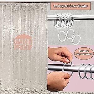 VENICE COLLECTIONS Shower Curtain Liner 3D Semi Transparent Heavy 8G Thick PEVA Waterproof Plastic Metal Grommets and Weighted Magnets 70 x 72 inches with Hooks Pebble Clear