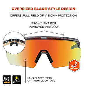 Ergodyne Skullerz AEGIR Safety Sunglasses, Mirrored Lens, ANSI z87.1