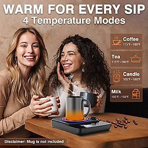 HOSCARER Mug Warmer Gifts for Men - 36W Faster Heating Coffee Cup Warmer for Desk Tea Lovers Gift Ideas Coffee Accessories Candle Warmers Plate w/Auto On/Off Mugs Heater Electric Smart Gadgets(Black)