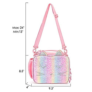 mibasies Kids Unicorn Backpack with Lunch Box for Girls Rainbow School Bag