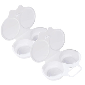 Microwave Egg Cooker Microwave Egg Poacher Microwave Egg Boiler 2Pcs Food Grade PP Microwave Egg Poacher with Lid 2 Cups Handled Heat Resistant Microwave Egg Maker