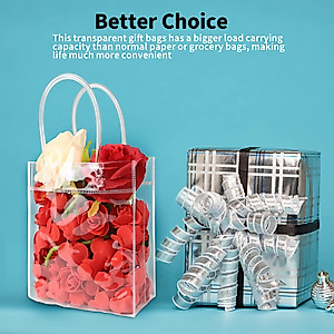CZWESTC 50 Pcs Clear PVC Gift Bags with Handles, Small Transparent Gift Wrap Bags, Clear Tote Bag, Reusable Shopping Bags with Handle for Merchandise, Retail, Small Business (5.9" x4.92" x 2.75")