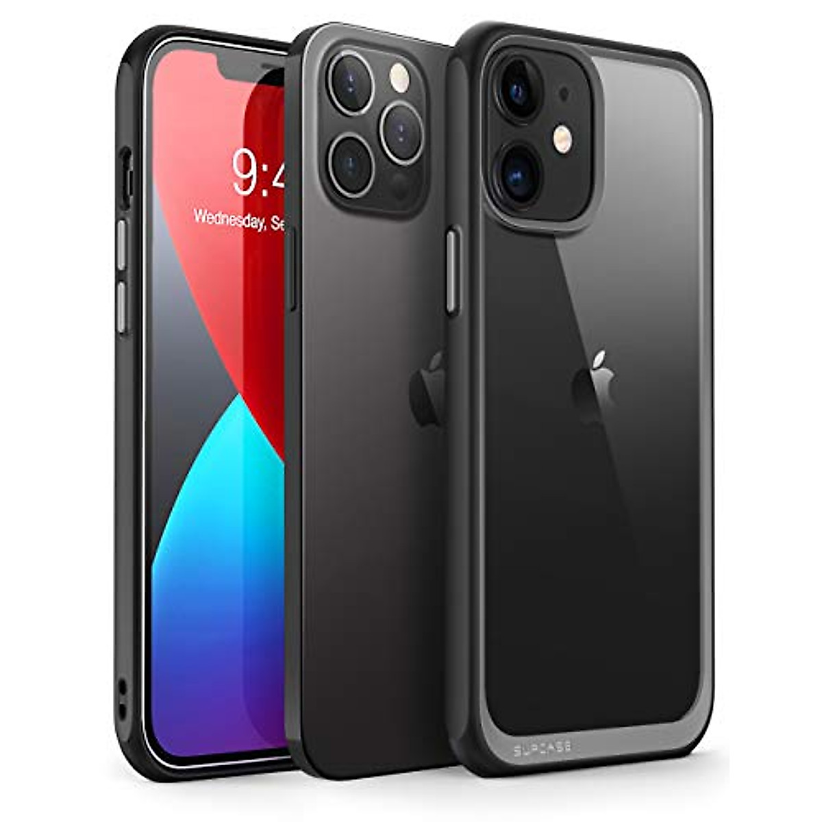 SupCase Unicorn Beetle Style Series Case Designed for iPhone 12 (2020) / iPhone 12 Pro (2020) 6.1 Inch, Premium Hybrid Protective Clear Case (Black)