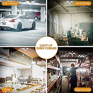 QIYVLOS LED Garage Lights, Garage Lighting 80W 10000 Lumens with Deformable Three Panels Garage Ceiling Light Fixture E26 6000K Daylight Glow LED Shop Light for Basement/Workshop/Warehouse 2 Packs
