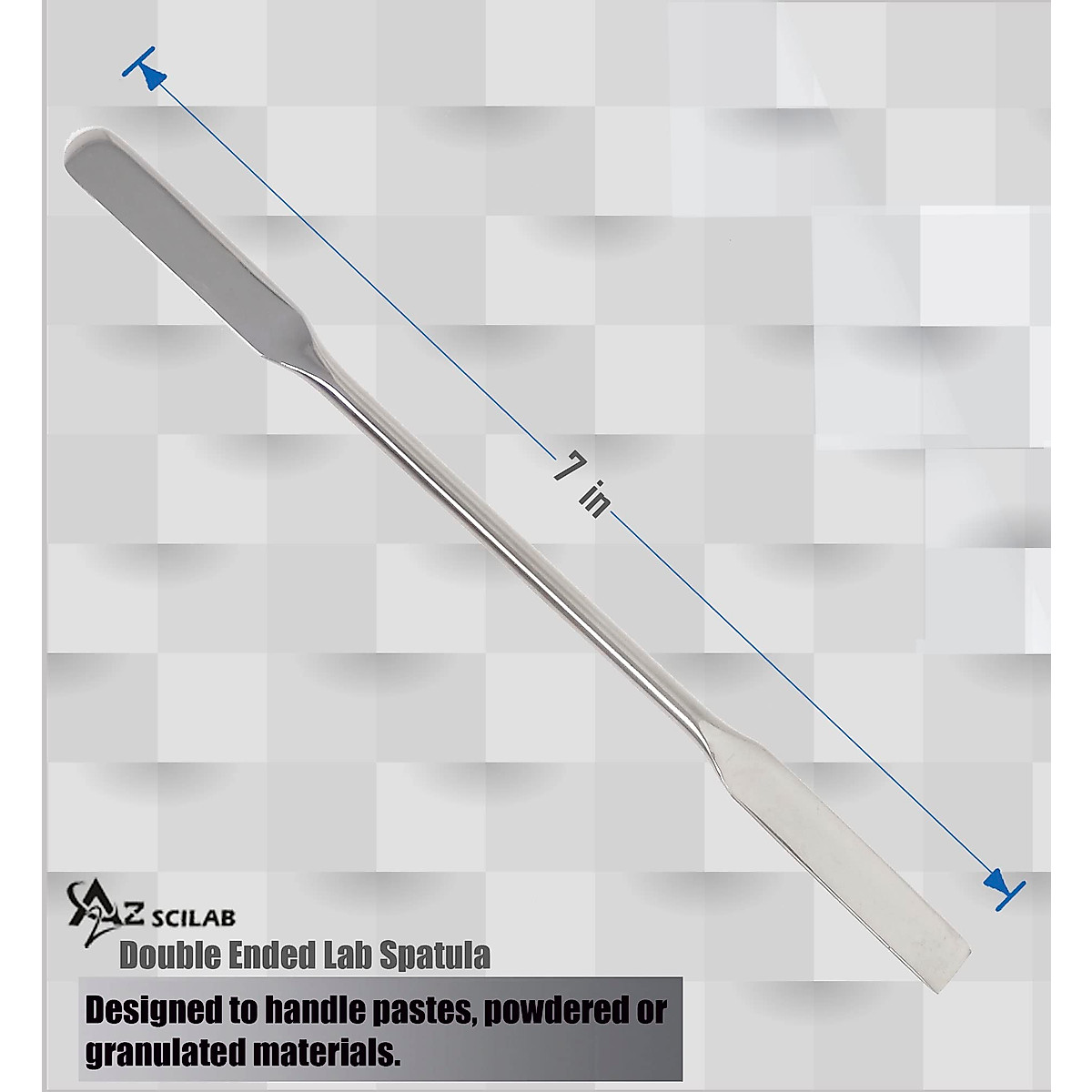 A2Z-SQRD4-7 Stainless Steel Double Ended Micro Lab Spatula Sampler, Square & Round End, 7" Length, 4/Pack