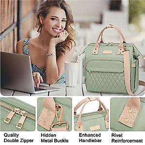 AIJIEKE Lunch Bag for Women, Large Lunch Box for Work Insulated Lunch Bag, Adult Leakproof Lunch Tote Cooler Bag with Side Pockets & Adjustable Strap, Lunch Purse for Picnic Beach, Green
