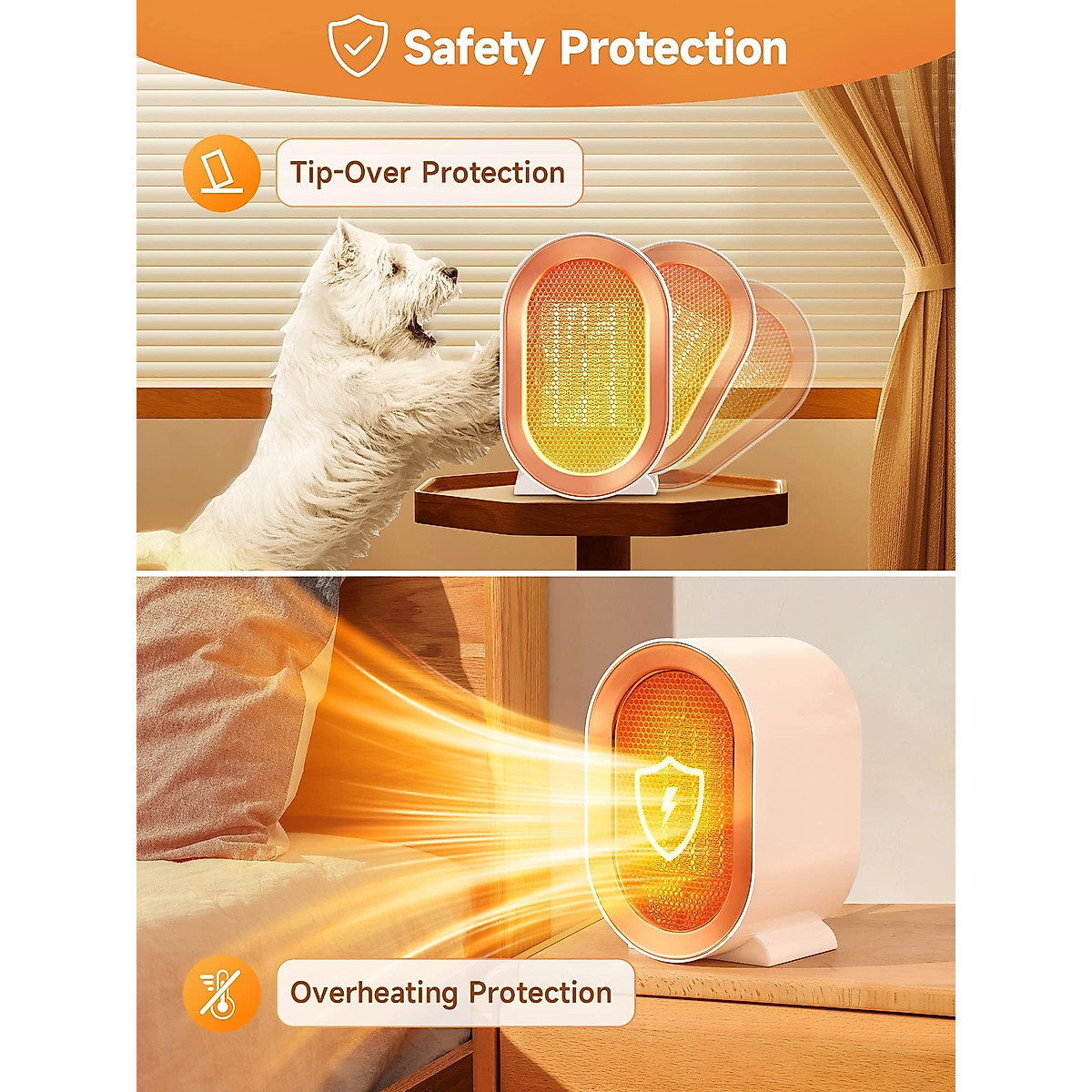 1200W/1000W Space Heater Indoor, 2S Heating Mini Heater Small Heater, 28dB Portable Heater for Bedroom Bathroom Heater, Mini Heater for Bathroom, Bedroom, Office Heater, Mini Desk Heater [Gifts]