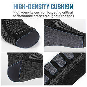 SAMSOX 2-Pair Merino Wool Ski Socks, Gray/Black L