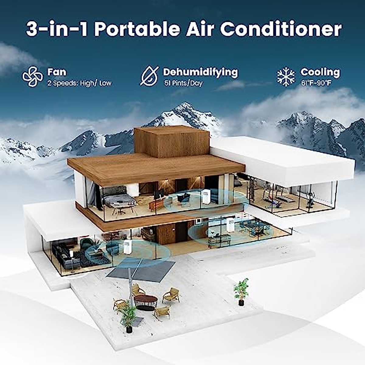 SIMOE 10000 BTU Portable Air Conditioners, Portable AC Unit with Cool, Dehumidifier & Fan Modes, Cools up to 350 Sq. Ft, Room Air Conditioners with Remote Control, 24 Hour Timer, Installation Kit