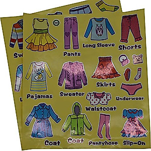 Maydahui 2 Sheets（31 Count） Dresser Clothing Decals 11 * 11inch Boys Girls Clothing Sort Wall Sticker Removable Clothes Classification Label for Wardrobe Drawer Organizing Home Bedroom Decoration