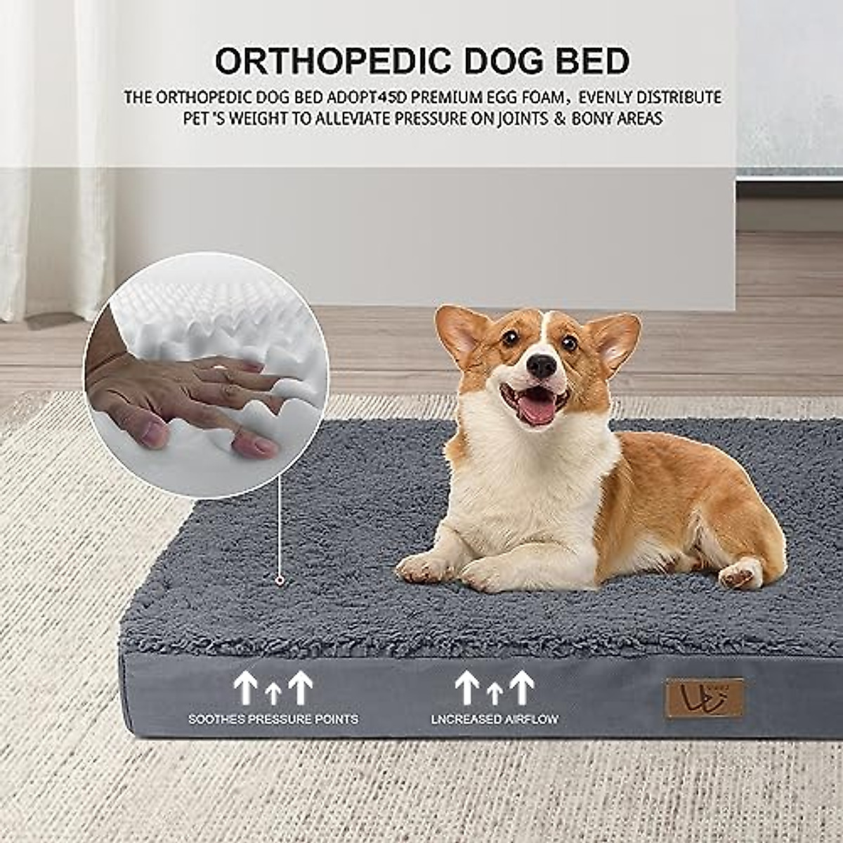 UUBEI High-Elastic Breathable Dog Mat Bed Waterproof Crate Dog Bed Washable Deluxe Sherpa Cover Comfy Durability Dog Bed Crate Pad Anti-Slip Pet Bed Warm Mat for Dogs Up to 99 lbs