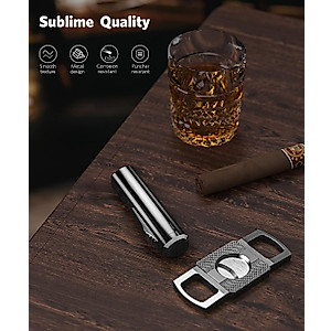RONXS Cigar Lighter and Cutter Set, Adjustable Jet Flame Torch Lighter and Cigar Cutter, Windproof Cigarette Lighters, Great Gift Idea for Father's Day and Birthday (Butane Gas Not Included) (Black)