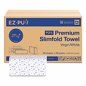 EZ-Pull Premium 2ply+ SLIMFOLD Hand Towel Paper, White, 20 x 90 Sheets, P2F5 (04442)