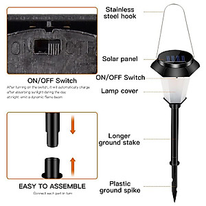 AveyLum Solar Flame Torch Light,Outdoor Solar Flickering Dancing Flame Torch Lights Security Lights Christmas Lights for Garden, PatioYard, Pathway Deco(4 Pack)