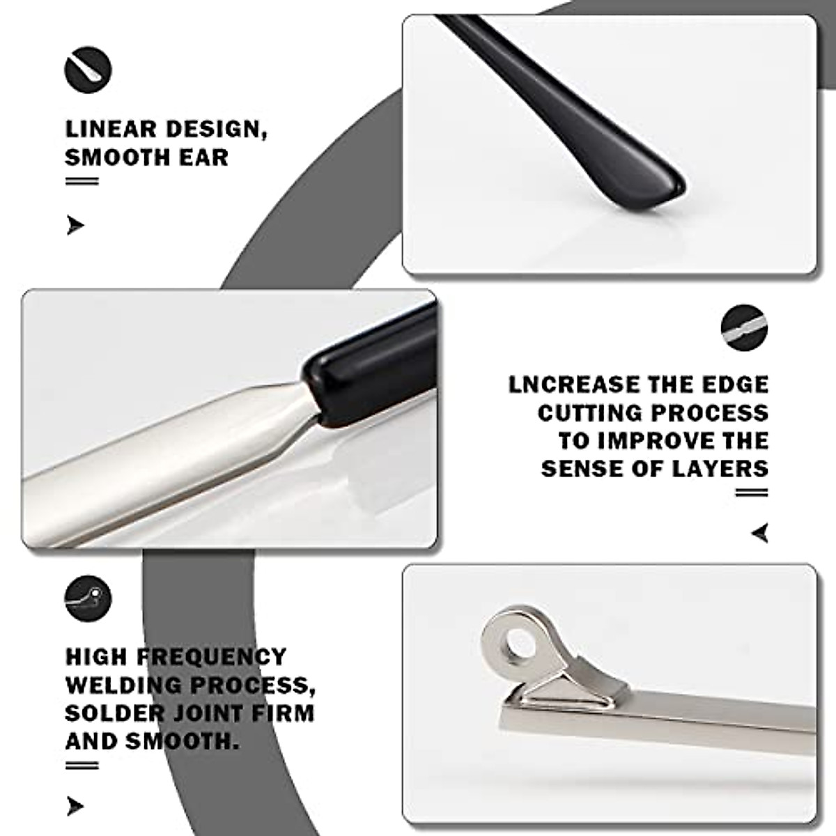 1 Pair Metal Eyeglass Replacement Arm, Eyewear Frame Temple Replacement Universal Sunglasses Arm Legs Replacement for Thin Metal Glasses, Sunglasses（Silver）