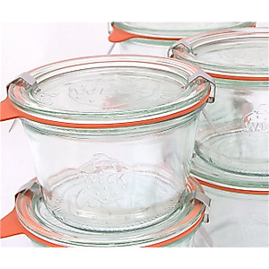 Weck 741 - 0.25 Liter Mold Jars with Lids - 6 Rings and 12 Clamps