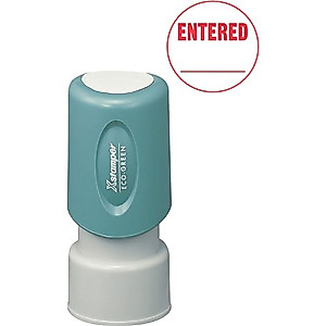 Shachihata Xstamper(R) One-Color Specialty Stamp, Round, "Entered", Red (11418)