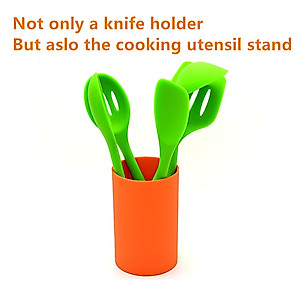 KeepingcooX Small Knife Block Universal Knife Holder without Knives - Convenient Storage for Various Knives and Kitchen Tools with Washable Removable Bristles, Height 13.5 cm/5.3 In (Cylinder)