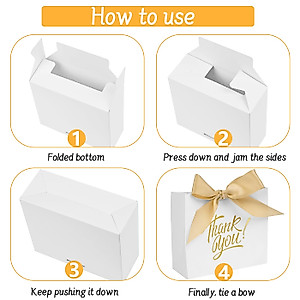 DECHISY 60 Pack Small Thank You Gift Bags, 4.5x1.8x3.9 Inch Mini Gift Bags with Ribbon, Baby Shower Favor Bags, White Thank You Bags, Party Favor Bags for Candy, Wedding, Bridal Showers, Birthday