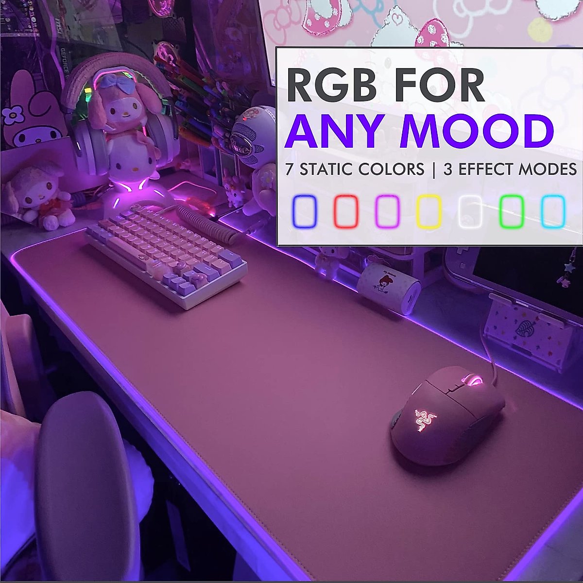 Tilted Nation Pink Gaming Mouse Pad RGB - Create Your Dream Setup - Bright LED Gaming Mousepad Mat XL with 8 Light Modes - Smooth Gliding and Easy to Clean - Large RGB Gaming Mouse Pad Pink for Desk
