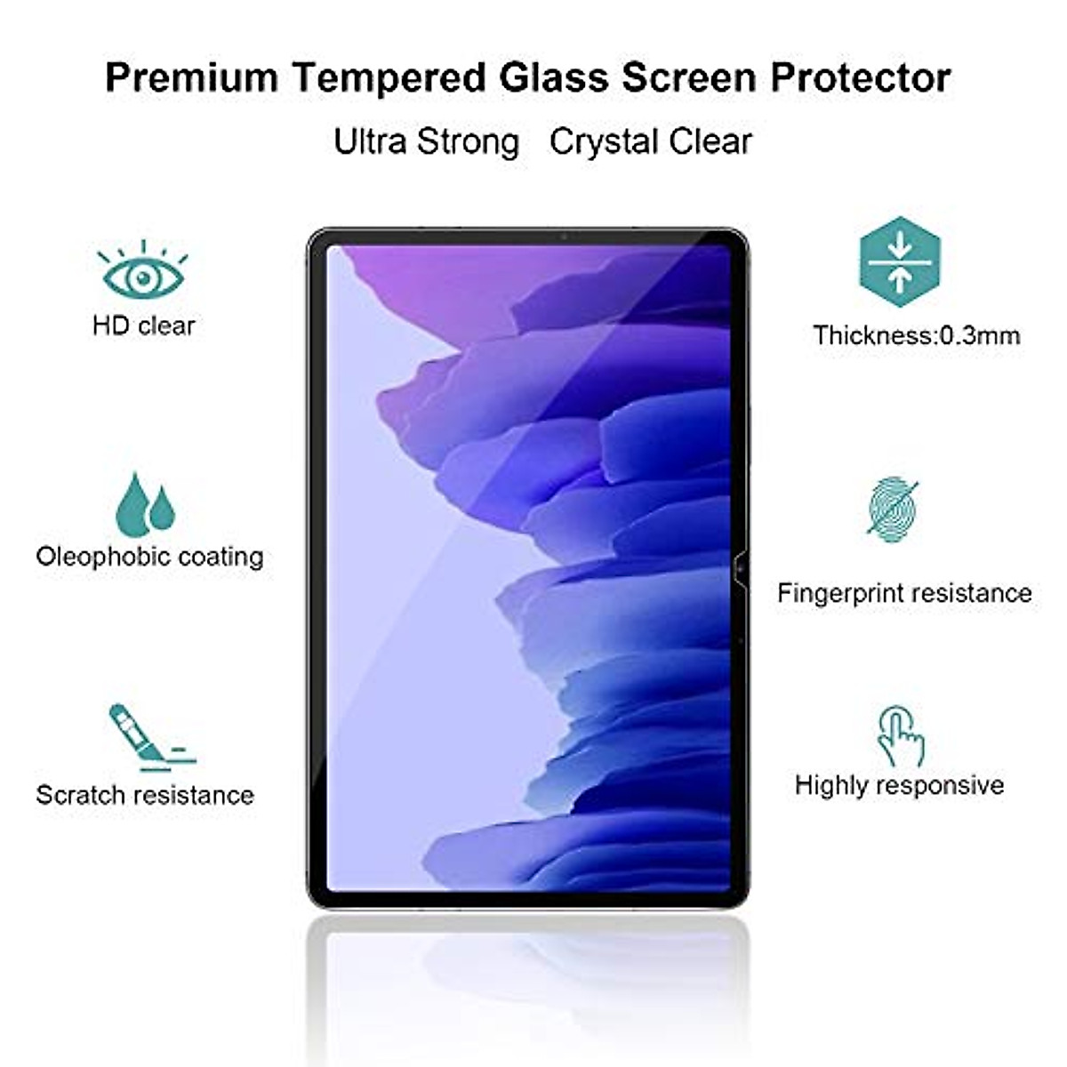 Gerutek [2-Pack Screen Protector for Samsung Galaxy Tab A7 10.4 2020 (SM-T500/T505/T507), 9H Hardness, Ultra Clear, Scratch Resist, Bubble Free Tempered Glass Protector for Samsung Tab A7 10.4"