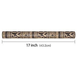 RUSPEPA Scented Kraft Wrapping Paper Roll - Mini Roll - Black 50 Years Design with Fragrance Great for Birthday, Party, Holiday - 17 inches x 16.4 feet - 50th Birthday