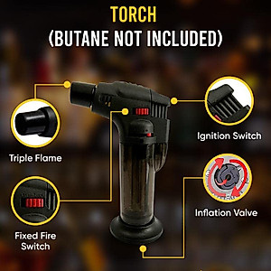 Cocktail Smoker Kit with Torch and 4 Wood Chips, Drink Smoker Infuser Kit | Whiskey Smoker Kit - Bourbon, Old Fashioned Smoker Kit to Infuse Alcoholic Beverages, Cheese, Salads, Meats, Whiskey Gift