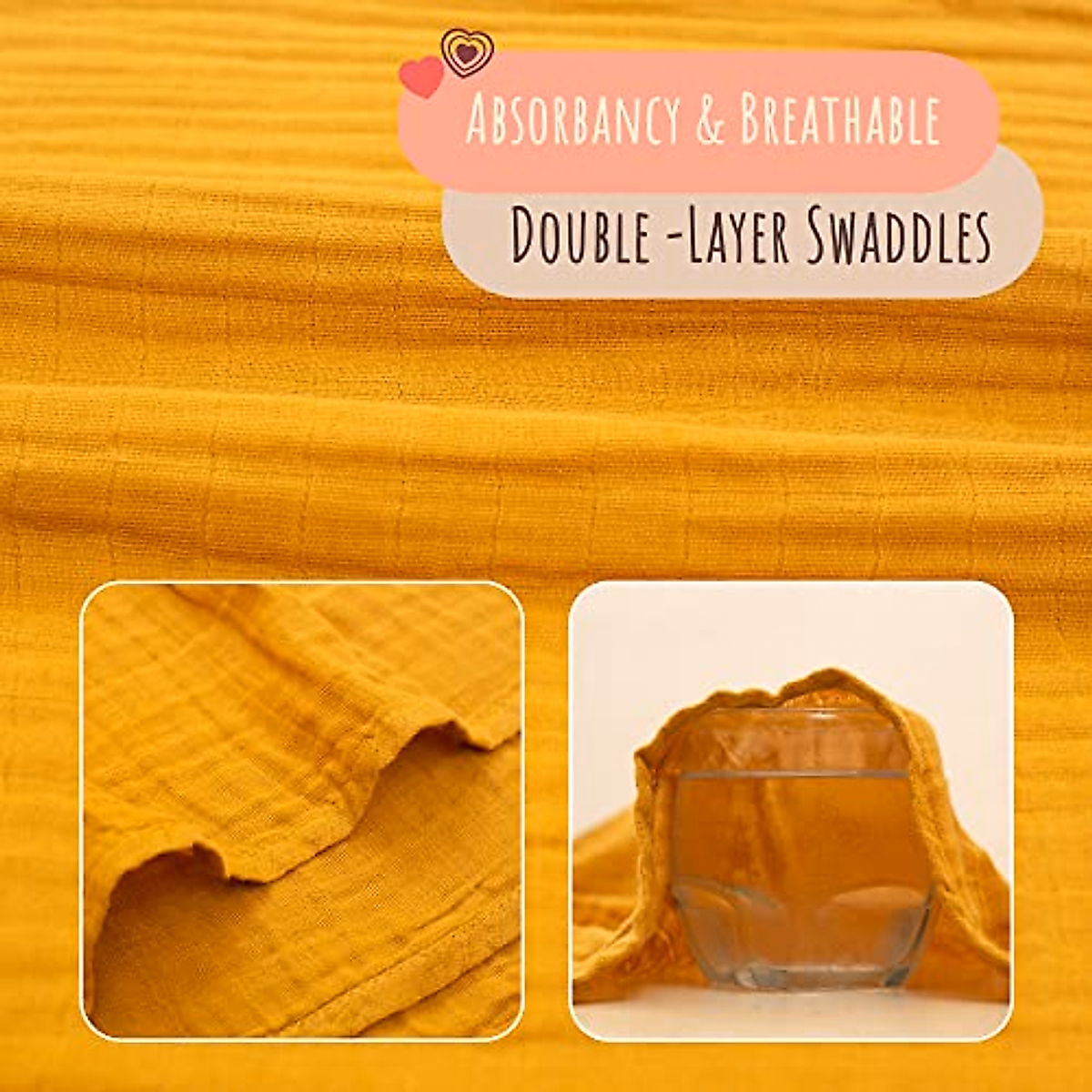 Pack of 4 Baby Swaddle Blankets, Soft Cotton Muslin Swaddle Blanket for Baby Boy & Girl, 47x47inch Unisex Lightweight Baby Blankets for Newborn Receiving