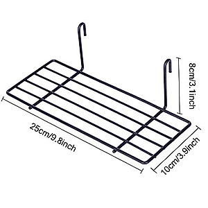 GBYAN Grid Wall Basket Wall Grid Accessories Wire Straight Shelf with Hooks Wall Organizer for Grid Panel Board, 2 Pack