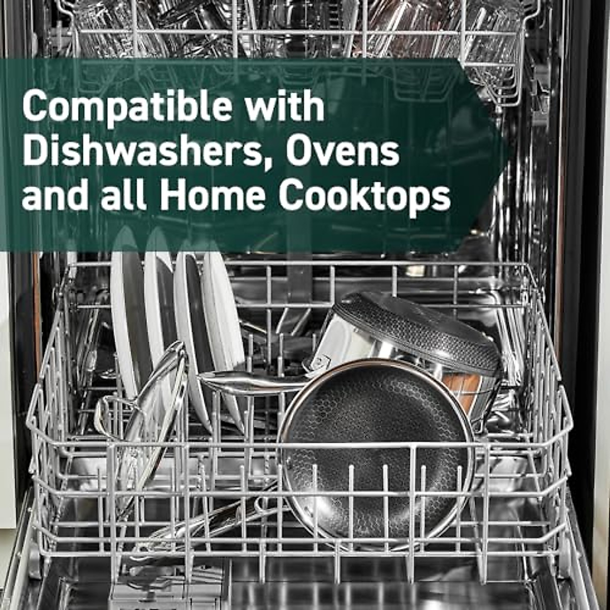 HexClad Hybrid Nonstick 8-Inch Fry Pan with Tempered Glass Lid, Stay-Cool Handle, Dishwasher and Oven Safe, Induction Ready, Compatible with All Cooktops