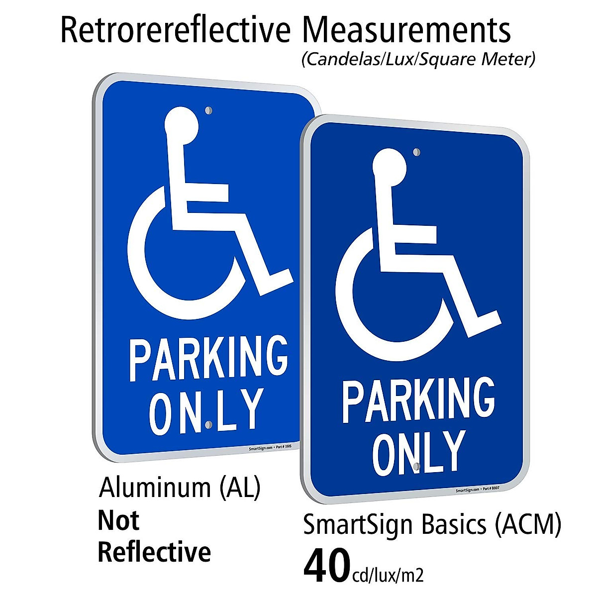SmartSign Basics Handicap Parking Only Sign | 12" x 18" Engineer Grade Reflective ACM