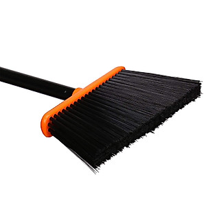 TreeLen Angle Broom and Dustpan Set, Dust Pan Snaps On Broom Handles Orange