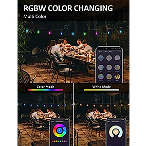 XMCOSY+ Outdoor String Lights, 98 Ft Smart RGB Patio Lights, App & WiFi Control LED String Lights Works with Alexa, IP65 Waterproof Color Changing RGBW Outdoor Lights with 30 Dimmable LED Bulbs