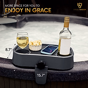 Speed Wagon Foundation Hot Tub Table Tray - Hot Tub Tray Table with Drink Holders & A Hot Tub Scum Absorber - Hot Tub Accessories for Adults, Table Fits Most Hot Tubs, Hassle-Free Installation
