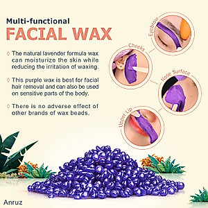 Hard Wax Beads - Anruz 1lb Wax Beans for Sensitive Skin - Face Wax Hair Removal Waxing Beads for Eyebrow, Facial, Body, Brazilian Bikini & Leg At Home Waxing for Any Wax Warmer