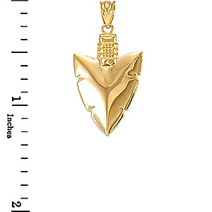 Polished 14k Yellow Gold Serrated Arrowhead Charm Pendant