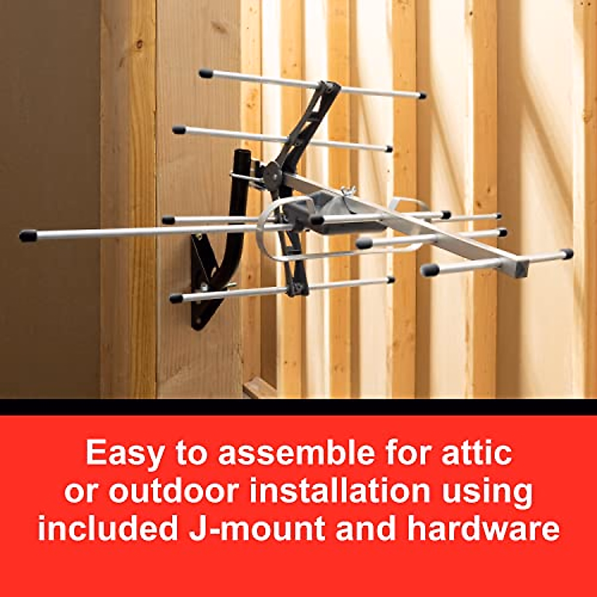 UltraPro Outdoor HD Digital TV Antenna, Long Range Smart TV Antenna, Supports 4K 1080P HD Smart TV VHF UHF, J Mount Included for Attic or Outdoor, Weather Resistant, 65000