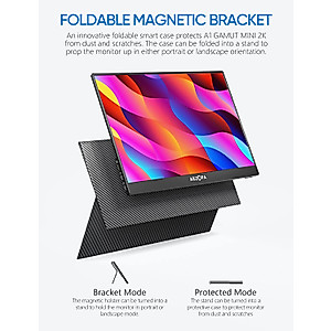 ARZOPA Portable Monitor 2K, 13.3'' HDR Portable Laptop Monitor USB C HDMI External Monitor IPS Eye Care External Display for PC Phone Mac Xbox PS5 Switch-A1 GAMUT MINI 2K