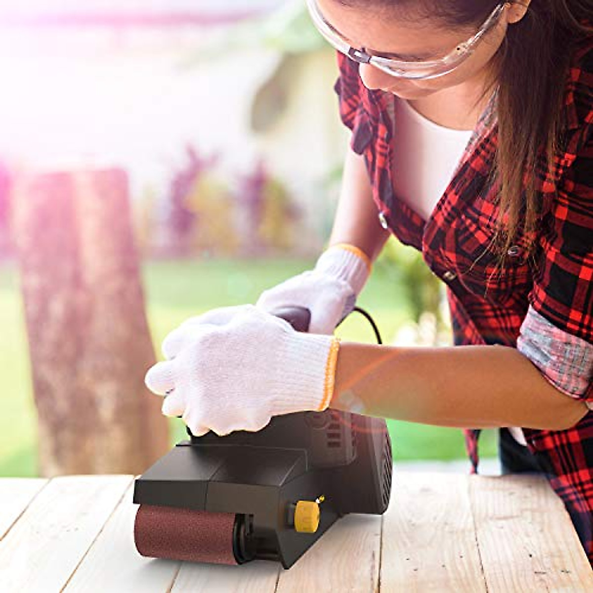 Jellas 7Amp Belt Sander 3 × 21-Inch with Dust Bag, Bench Sander with Variable-speed Control, 2 in 1 Vacuum Adapter, 10 Feet (3 Meters) Length Power Cord - BS750