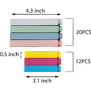 Yarall 30 PCS Plastic Chip Clips for Food Packages, Curved Design Sealing Bag Clips for Food, Kitchen and Home(4.3in x10, 2.1in x20)