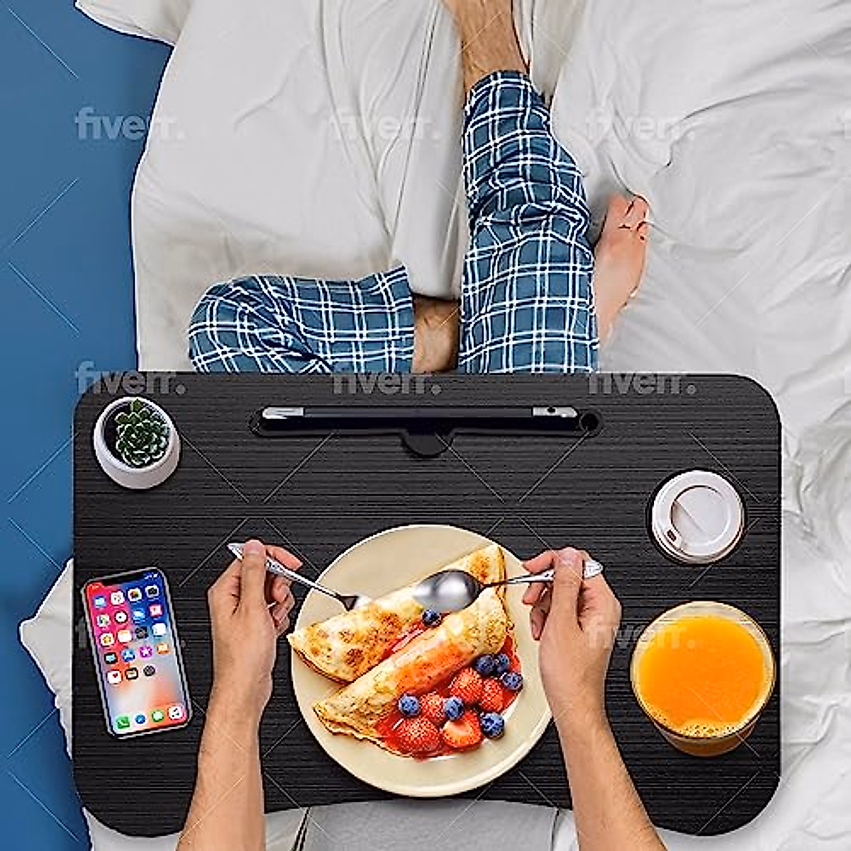 Lap Desk Laptop Stand for Bed, Non Slip Foldable Bed Desk for Laptop, Portable Laptop Desk for Lap Floor Bed Sofa with Cup Holder, Phone and Tablet Slot, Storage Drawer, Fits Up to 17.3 Inch Laptops