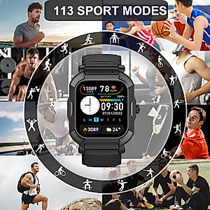 1.91'' Military Smart Watch for Men Phone Call (Dial/Receive) Smartwatch, Fitness Tracker, Compatible for Android iOS Phones, 113 Sport Modes Activity Health Monitor Notification/Reminder