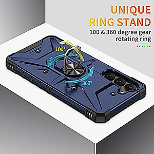 Vecomelo for Samsung Galaxy S23 Case with HD Screen Protector, [Military Grade] 16ft. Drop Tested Cover with Magnetic Kickstand Car Mount Protective Case for Samsung S23 5G, Blue