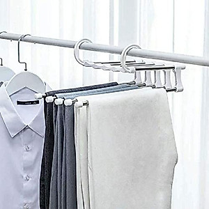 Steel Multifunction Retractable Pants Rack Trouser Hanger Multi-Layer Five Pants Rack one Hanging in Storage