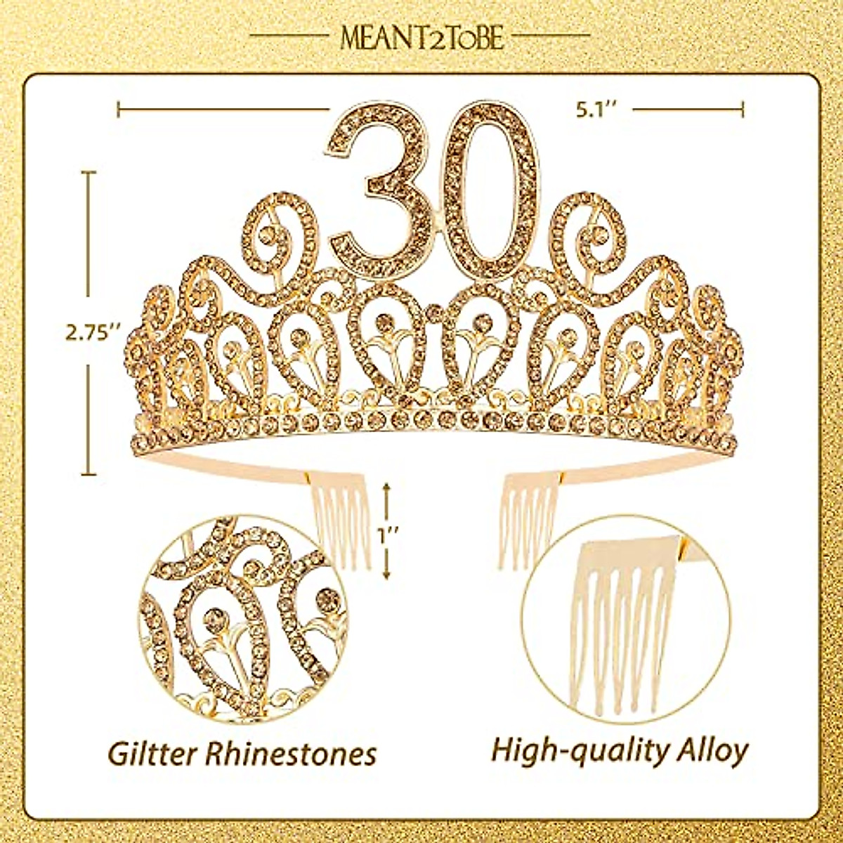30th Birthday Gifts, 30th Birthday Tiara for Women, 30th Birthday Tiara and Sash, 30th Birthday Tiara and Sash for Women, 30th Birthday Crown, 30th Birthday Sash, 30th Birthday Gifts for Women