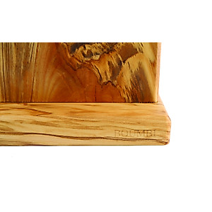 BOUMBI Beautiful Grain Wood Magnetic Knife Block with Strong Magnets, Double Side Cutlery Display Stand and Storage Rack (Olive Wood)